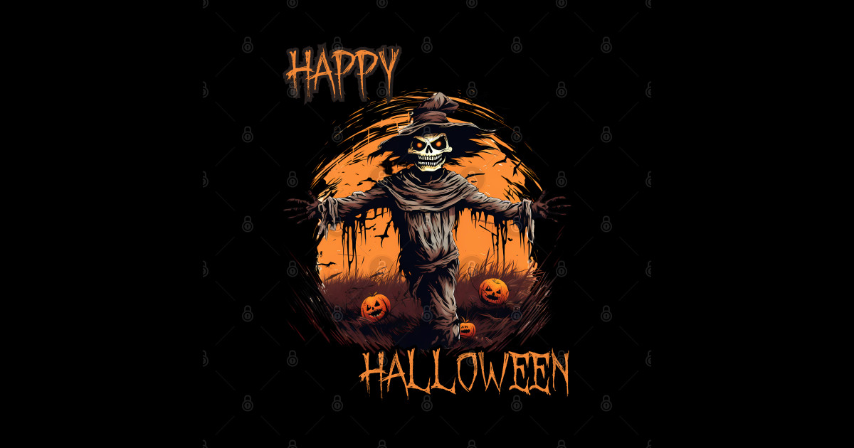 Spooky Scarecrow Happy Halloween - Halloween - Posters and Art Prints ...