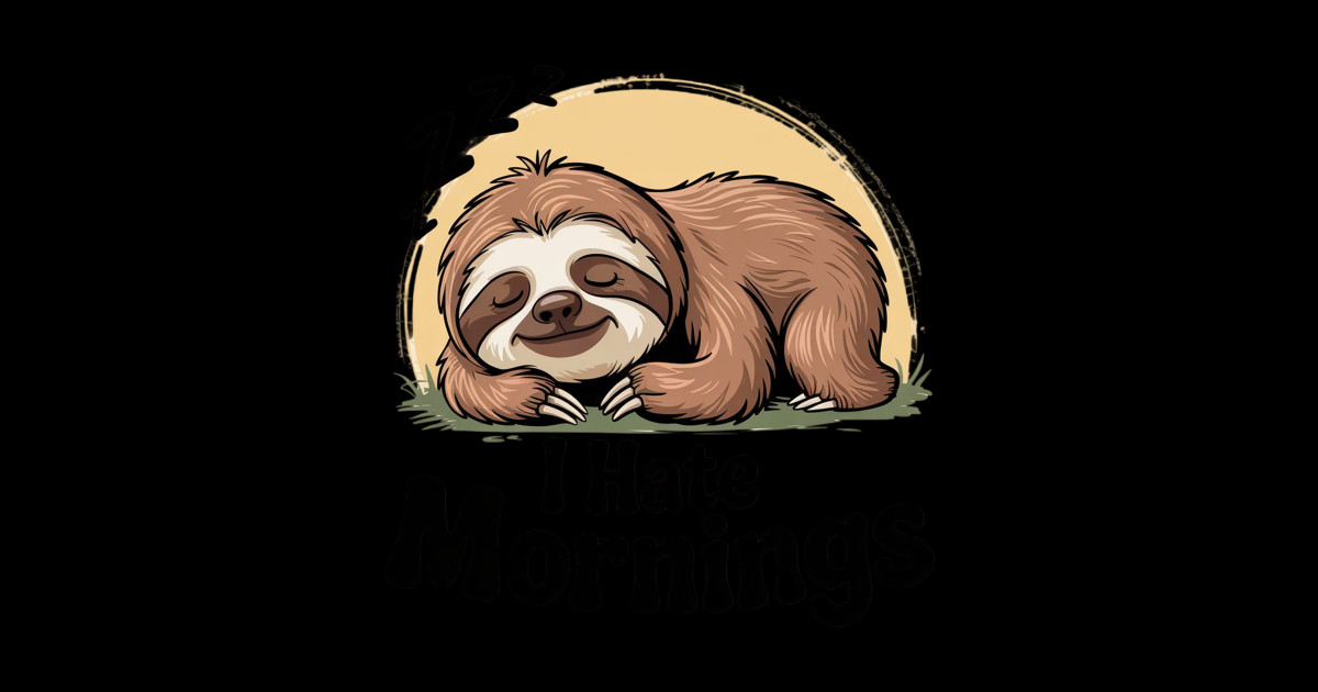I Hate Mornings Sleeping Sloth Sleep Nap Sloths Late Riser - Sleep Nap ...