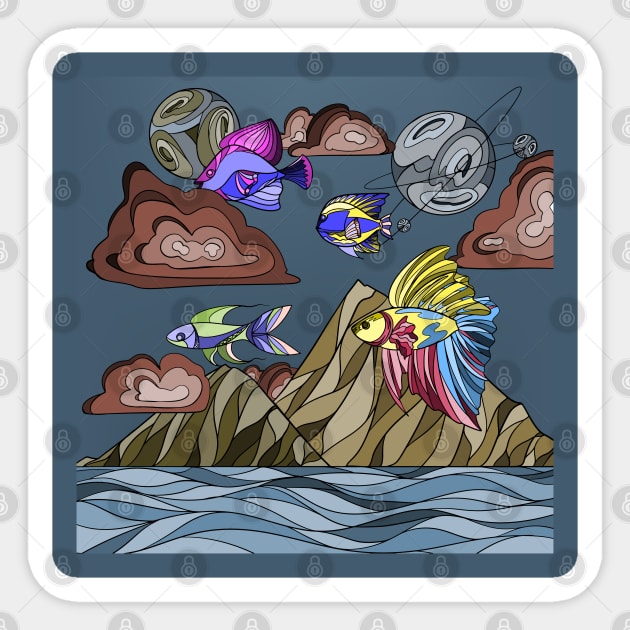 Space fish - Space Fish - Sticker | TeePublic