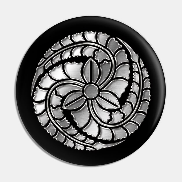 Kuroda Clan Kamon Silver Chrome - Kuroda - Pin | TeePublic