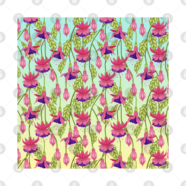 Fuchsia Flowers Pattern - Fuchsia Flowers - Pillow | TeePublic