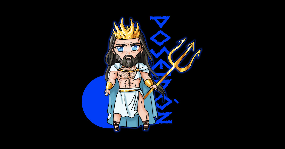 Poseidon chibi - Greek Gods - Sticker | TeePublic