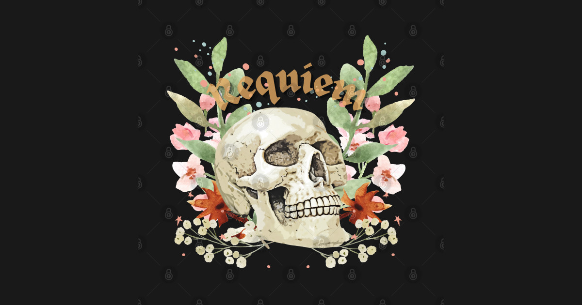 Requiem for a New Era Watercolor - Skull - T-Shirt | TeePublic