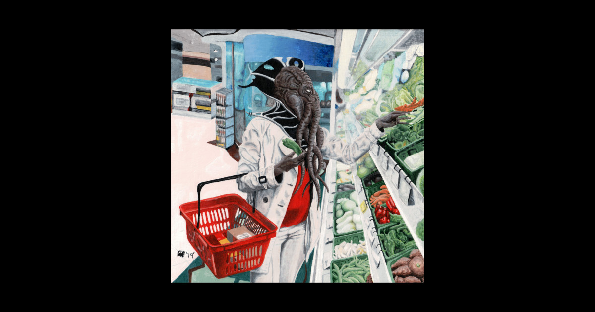 Mind Flayer Grocery Shopping Realistic Art - Realistic Art - Tapestry ...