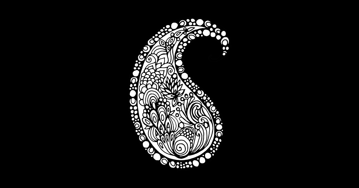 Paisley Doodle - black and white - Paisley - Sticker | TeePublic