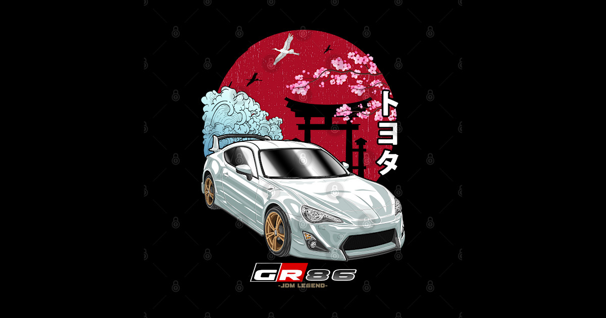 White Toyota GR86 Japanese Sun Rising - Toyota Gr86 - Posters and Art ...