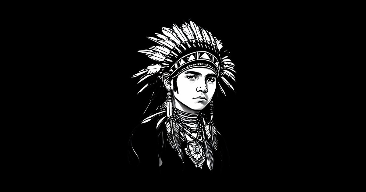 native american line art design - Native American Art - Sticker | TeePublic
