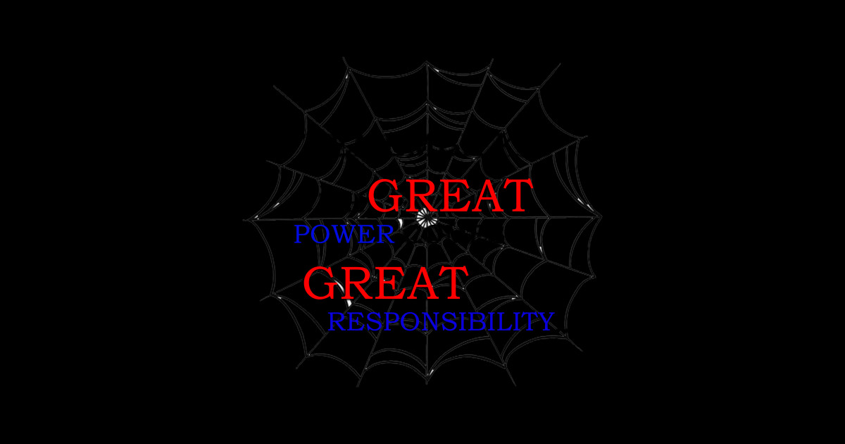WITH GREAT POWER - spider man quotes - Spider Man - Sticker | TeePublic