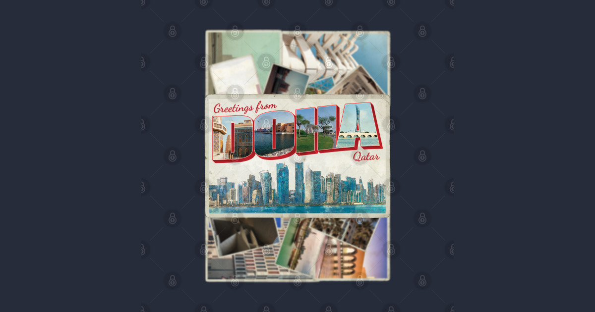 Greetings from Doha in Qatar Vintage style retro souvenir - Doha - T ...