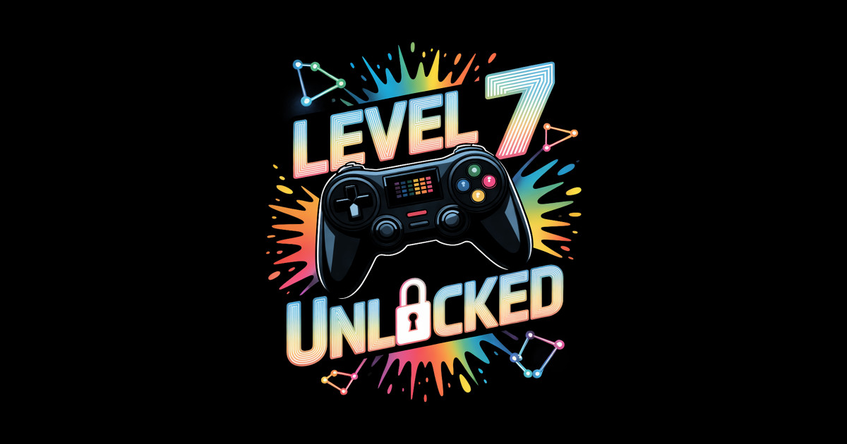 Level 7 Unlocked 7 Year Old Video Gamer 7th Birthday Gift - Level 7 ...