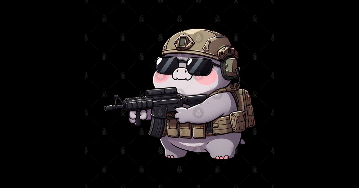 Tactical Hippo - Hippopotamus - Sticker | TeePublic