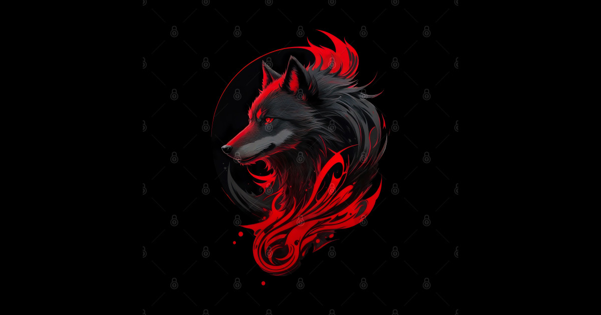 Red and Black Wolf Head - Wolf - Posters and Art Prints | TeePublic