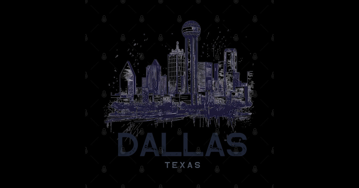 Dallas Texas Skyline - Lineart - Dallas Skyline - Posters and Art ...