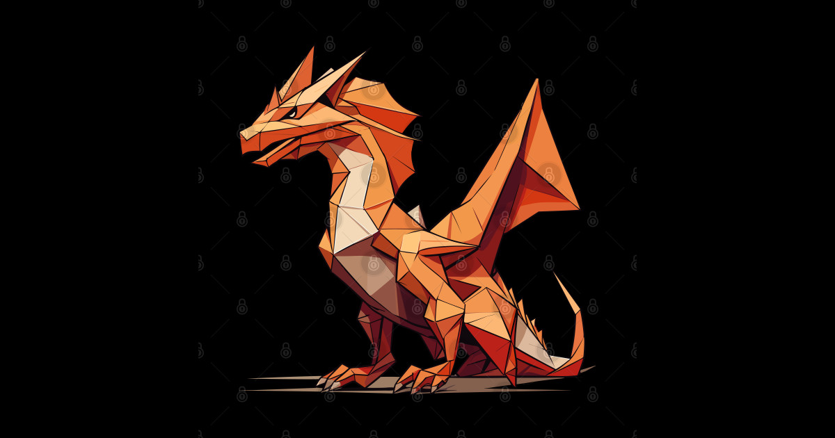 Geometric Dragon - Origami Dragon - Sticker | TeePublic