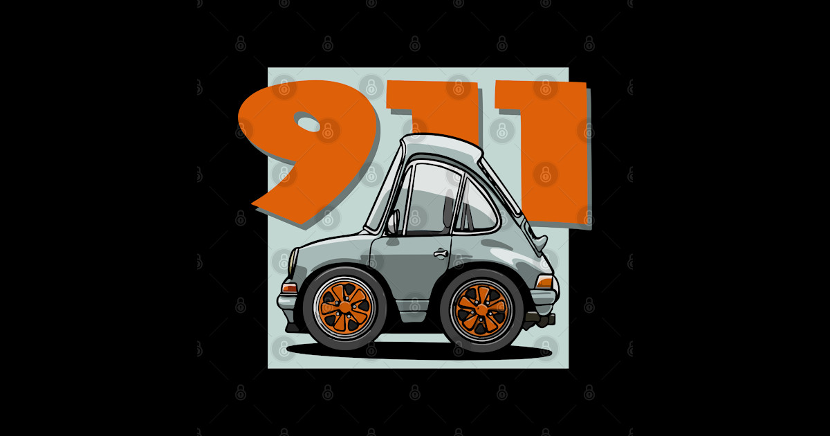 911 Caricature - Porsche 911 - Sticker | TeePublic