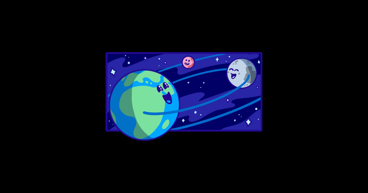 Cute Happy Planets - Kawaii Earth, Moon, Mars Solar System - Cute ...