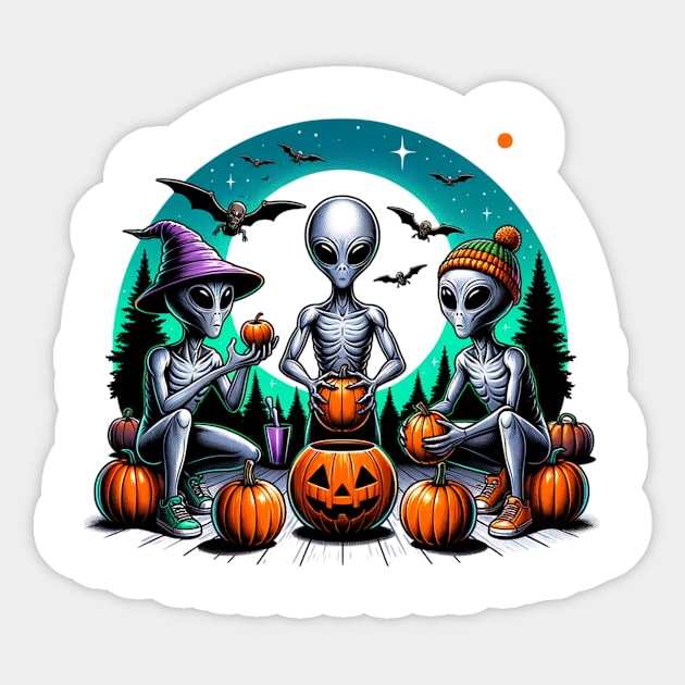 Alien Pumpkin Carving - Alien Pumpkin Carving - Sticker | TeePublic
