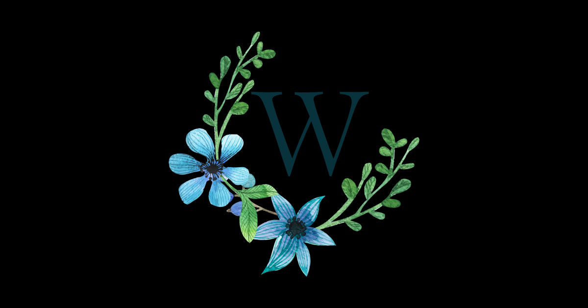Floral Monogram W Pretty Blue Flowers - Monogram W - Sticker | TeePublic