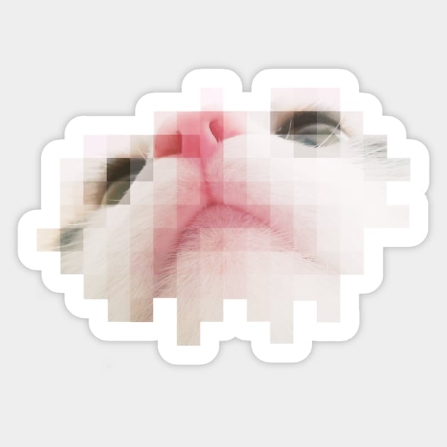 pixelated cat - Love - Sticker | TeePublic