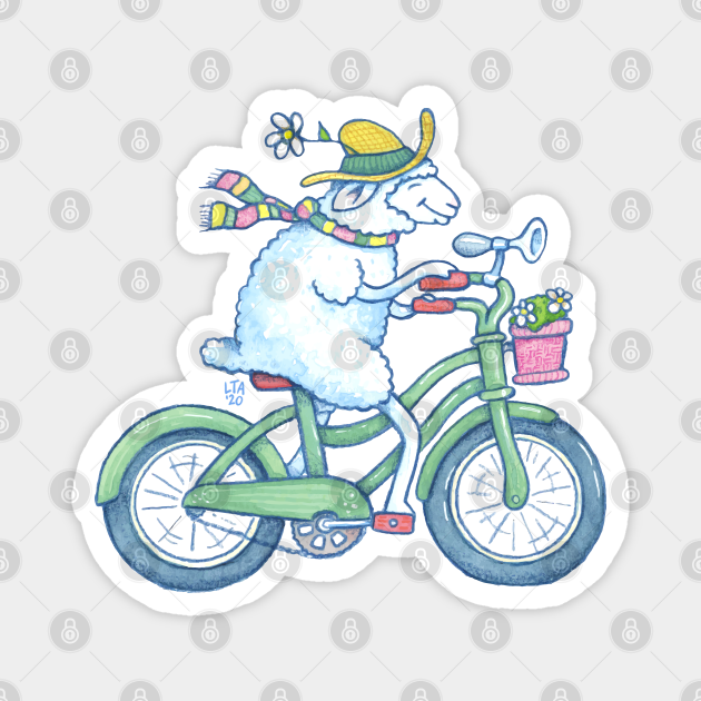 Sheep on a Bike - Sheep - Magnet | TeePublic
