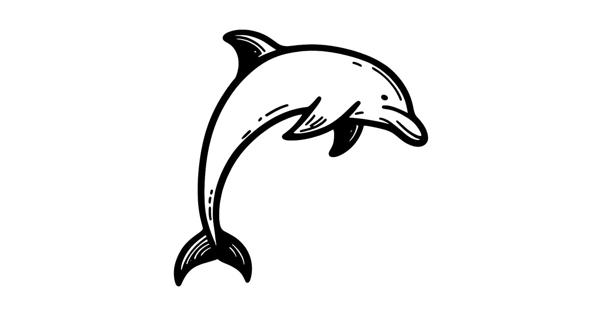 Stick Figure of a Dolphin in Black Ink - Stick Figure Dolphin - T-Shirt ...