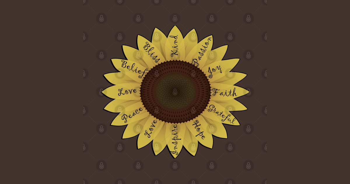 Bright sunflower graphic Design with words of inspiration written on ...