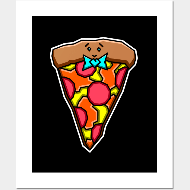 Cute Pepperoni Pizza Slice with a Smile and a Blue Bow Tie Gift - Pizza ...