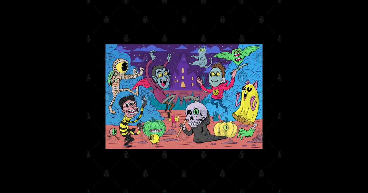 Spooky Halloween creatures - Spooky Halloween Creatures - Magnet ...