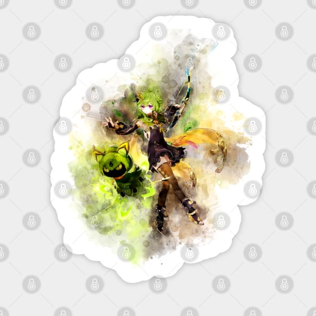 Collei - Genshin Impact (Watercolor) - Genshin Impact Collei - Sticker ...