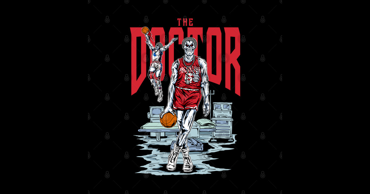 Julius Erving “The Doctor” Vintage Skeleton Cartoon - Julius Erving ...