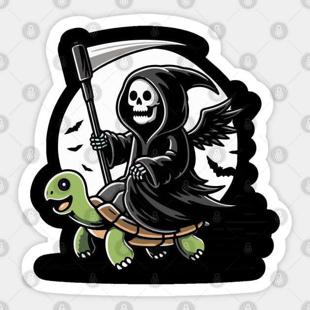 Grim reaper ride turtle - Turtle - Sticker | TeePublic