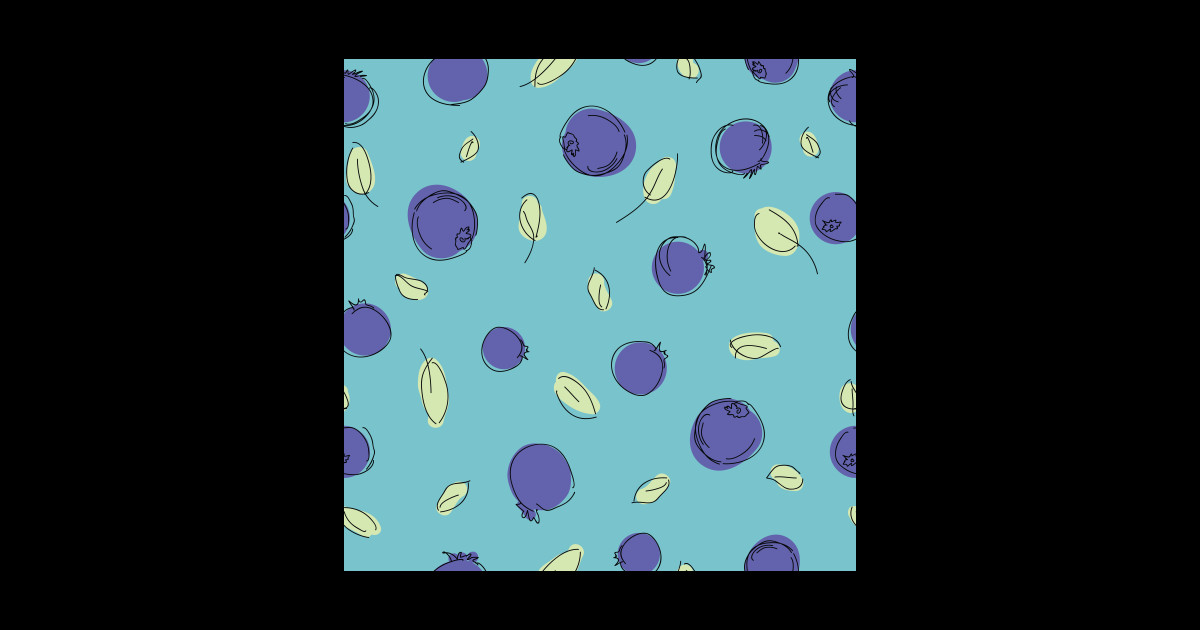 Scattered Blueberries on teal background - Blueberry - Posters and Art ...