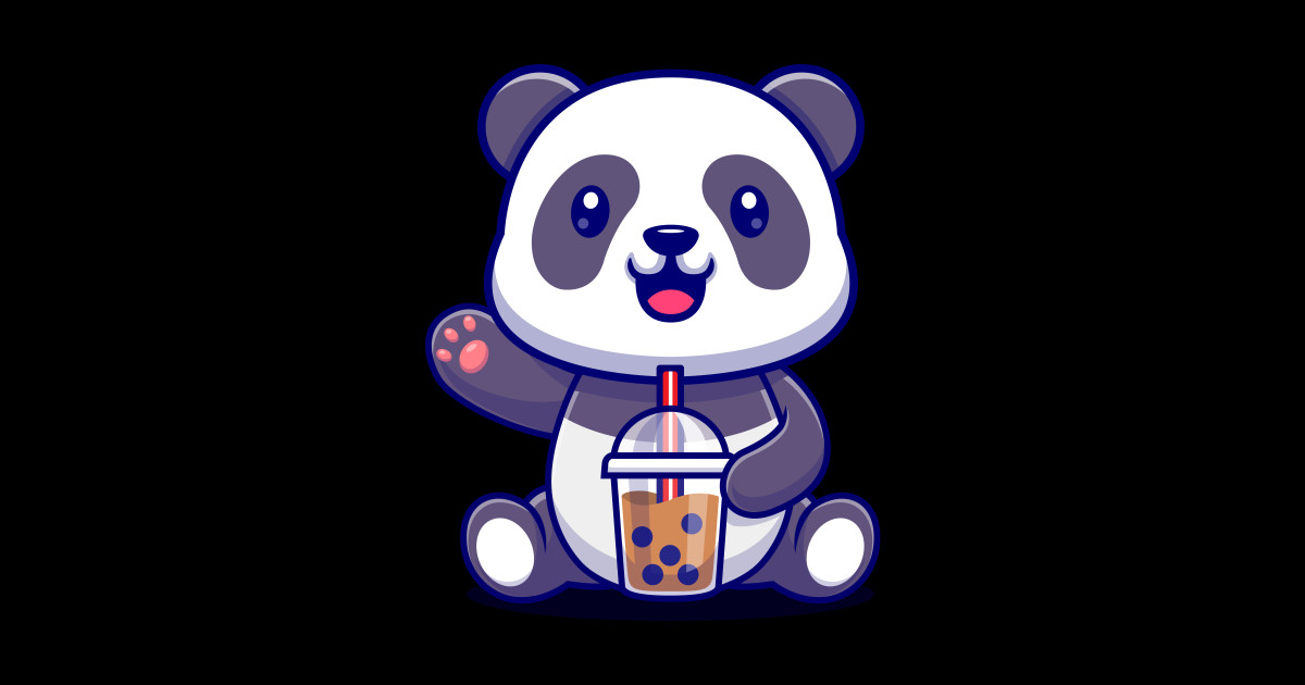 Cute Panda Drink Bubble Milk Tea Cartoon - Cute Panda Drink Bubble Milk ...