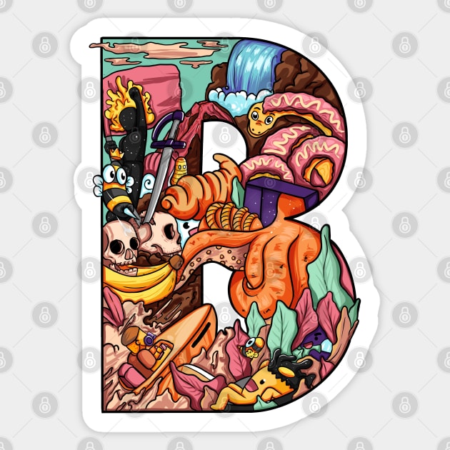 Initial Letter B doodle art - Letter B - Sticker | TeePublic