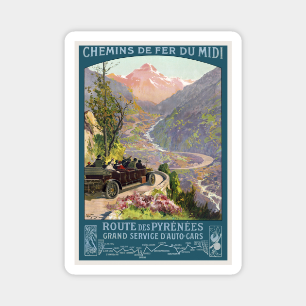 Route des Pyrénées France Vintage Poster 1920 - French Travel - Magnet ...