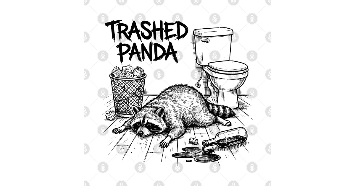 Trashed Panda Funny Drunk Raccoon Hangover - Funny Meme - T-Shirt ...