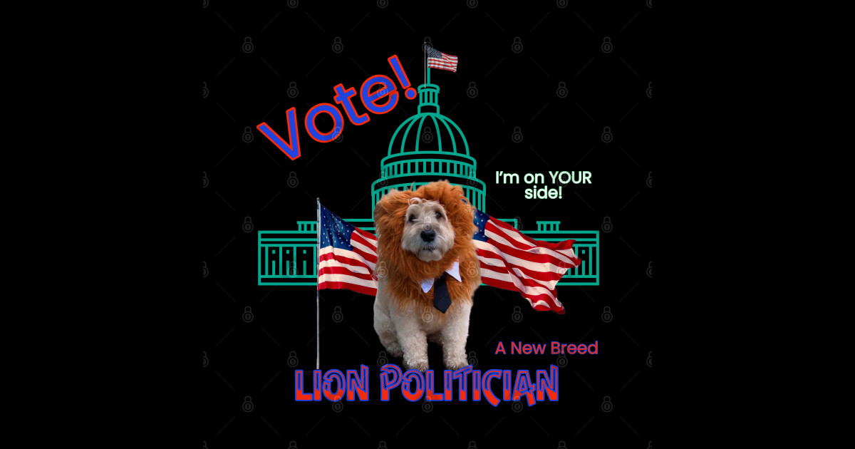 Lion Politician - A New Breed - Political Satire - Sticker | TeePublic