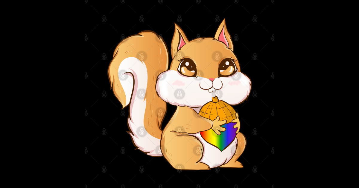 Gay Pride Kawaii Squirrel with Rainbow Nut Funny Gift - Gay Squirrel ...