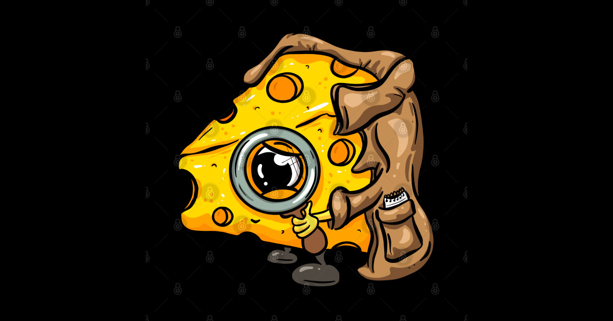 Detective Cheese Cartoon Illustration - Cheese Cartoon - Sticker ...