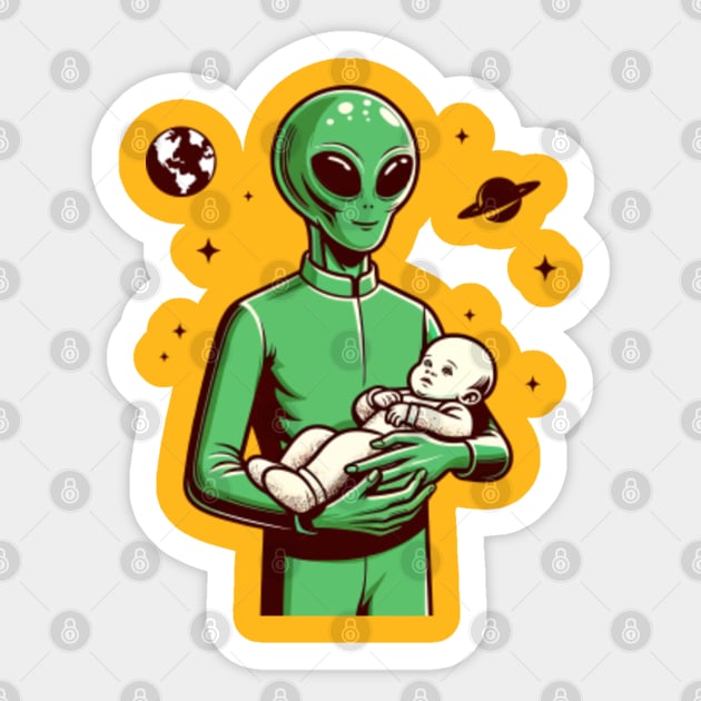 Alien carrying a baby - Alien - Sticker | TeePublic