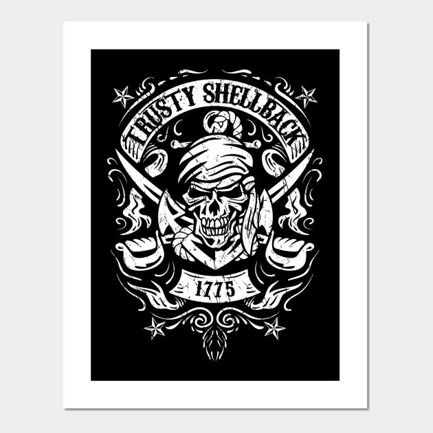 Trusty Shellback Skull and Swords Equator Crossing Naval Art ...
