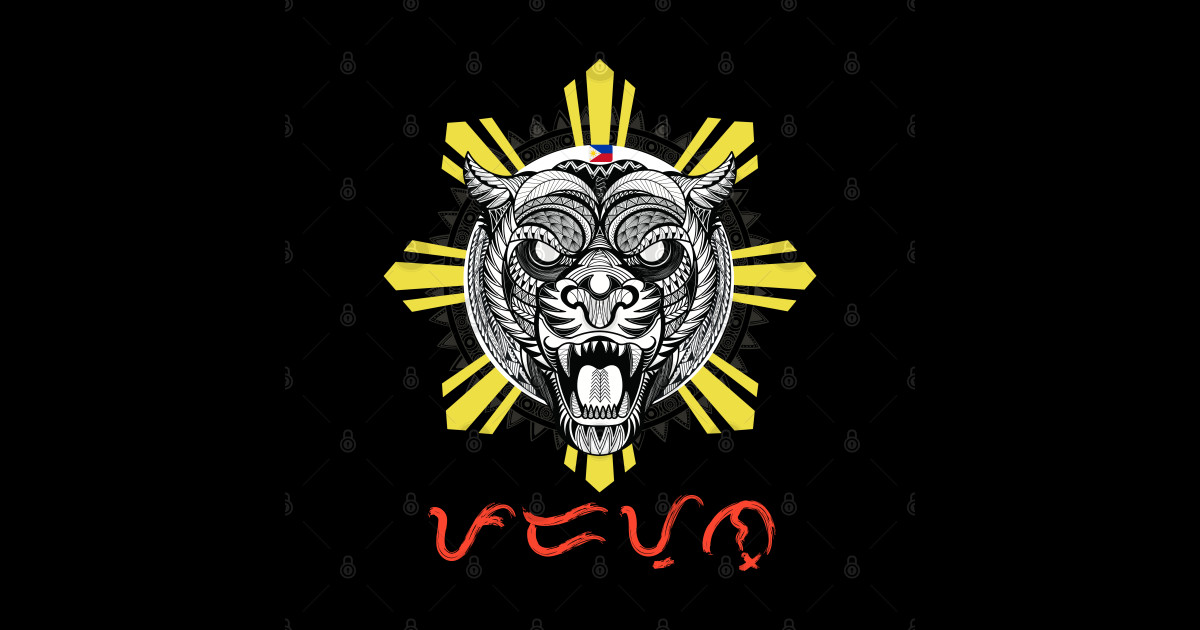 Tribal line Art Tiger / Philippine Flag Sun / Baybayin word Padayon (to ...