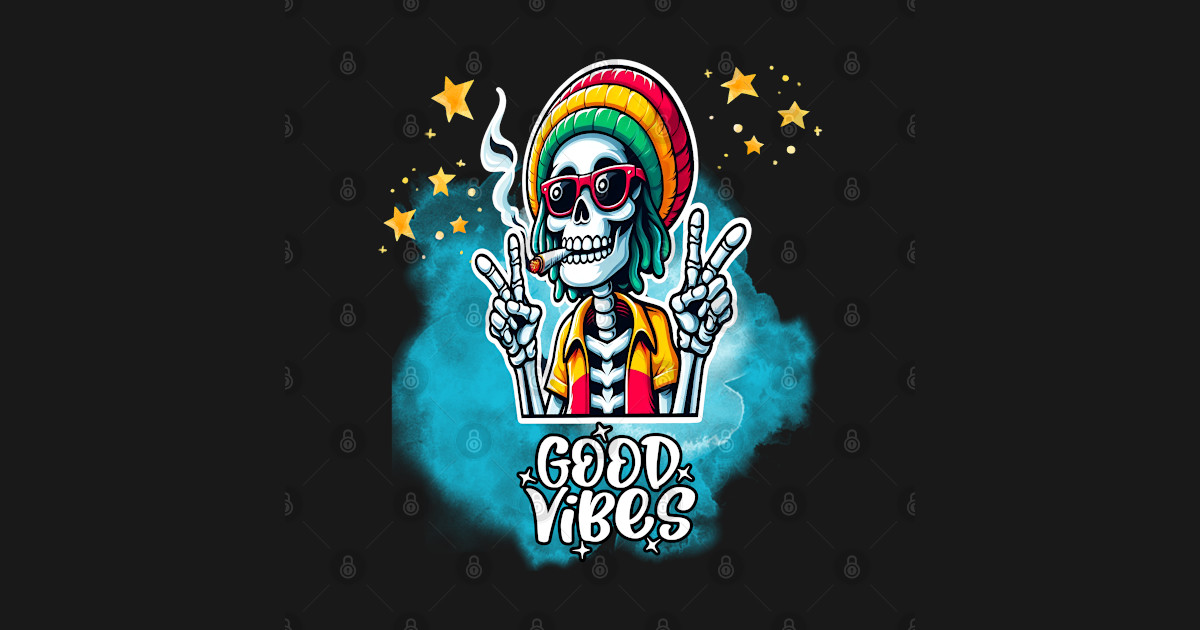 Jammin' Bones: The High Spirits Skeleton - Good Vibes - T-Shirt | TeePublic