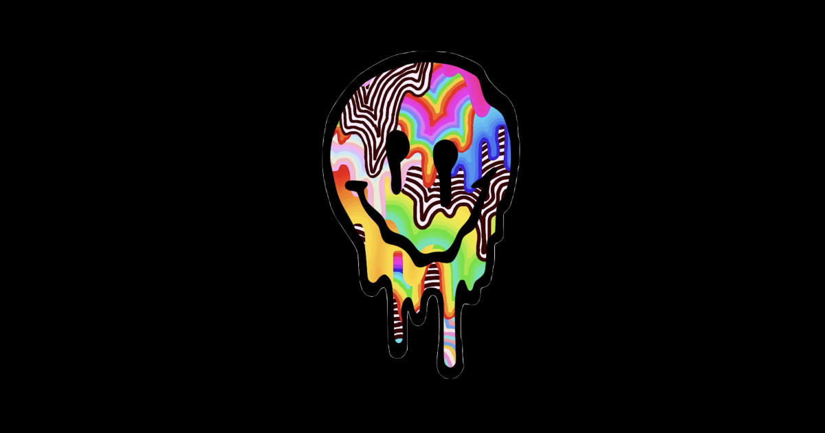 Trippy Drippy Smiley Face - Vsco - Sticker | TeePublic