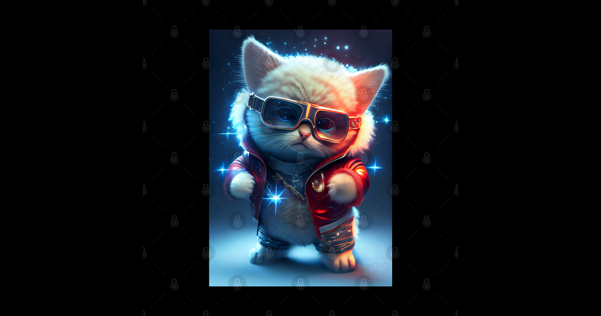 Cute Cosmic Cat - Anime Art design - Cute Cat - Sticker | TeePublic