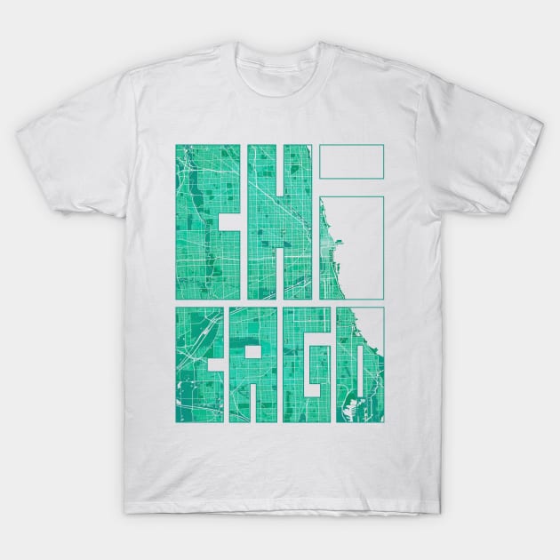 Chicago, USA City Map Typography - Watercolor - Chicago - T-Shirt ...