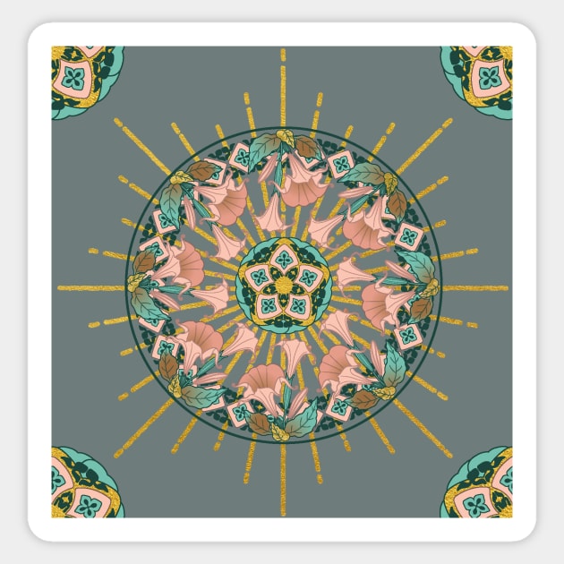 Angel's Trumpet Mandala - Mandala - Sticker | TeePublic