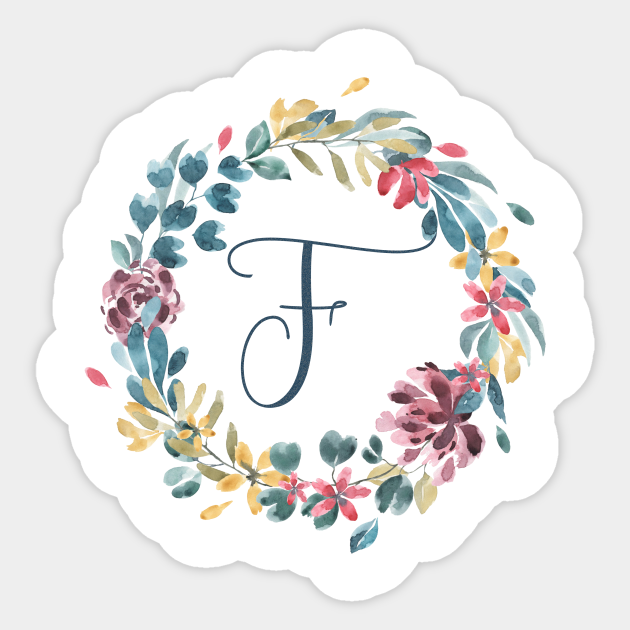 Floral Monogram F Colorful Full Blooms - Monogram F - Sticker | TeePublic