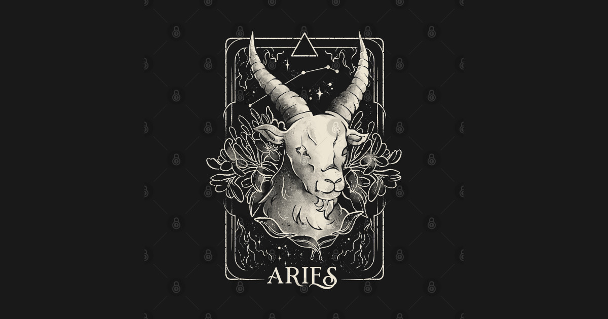 Aries Card - Dark Tarot Art Zodiac Sign Aries Gift - Zodiac - T-Shirt ...