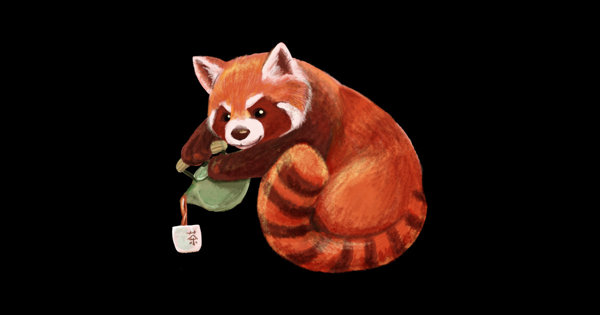 Red Panda Pouring Tea - Cute - T-Shirt | TeePublic